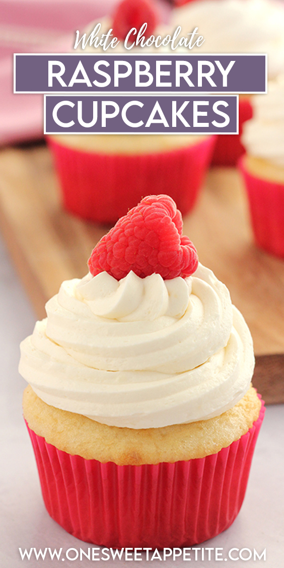 Raspberry White Chocolate Cupcakes with Cake Mix - One Sweet Appetite
