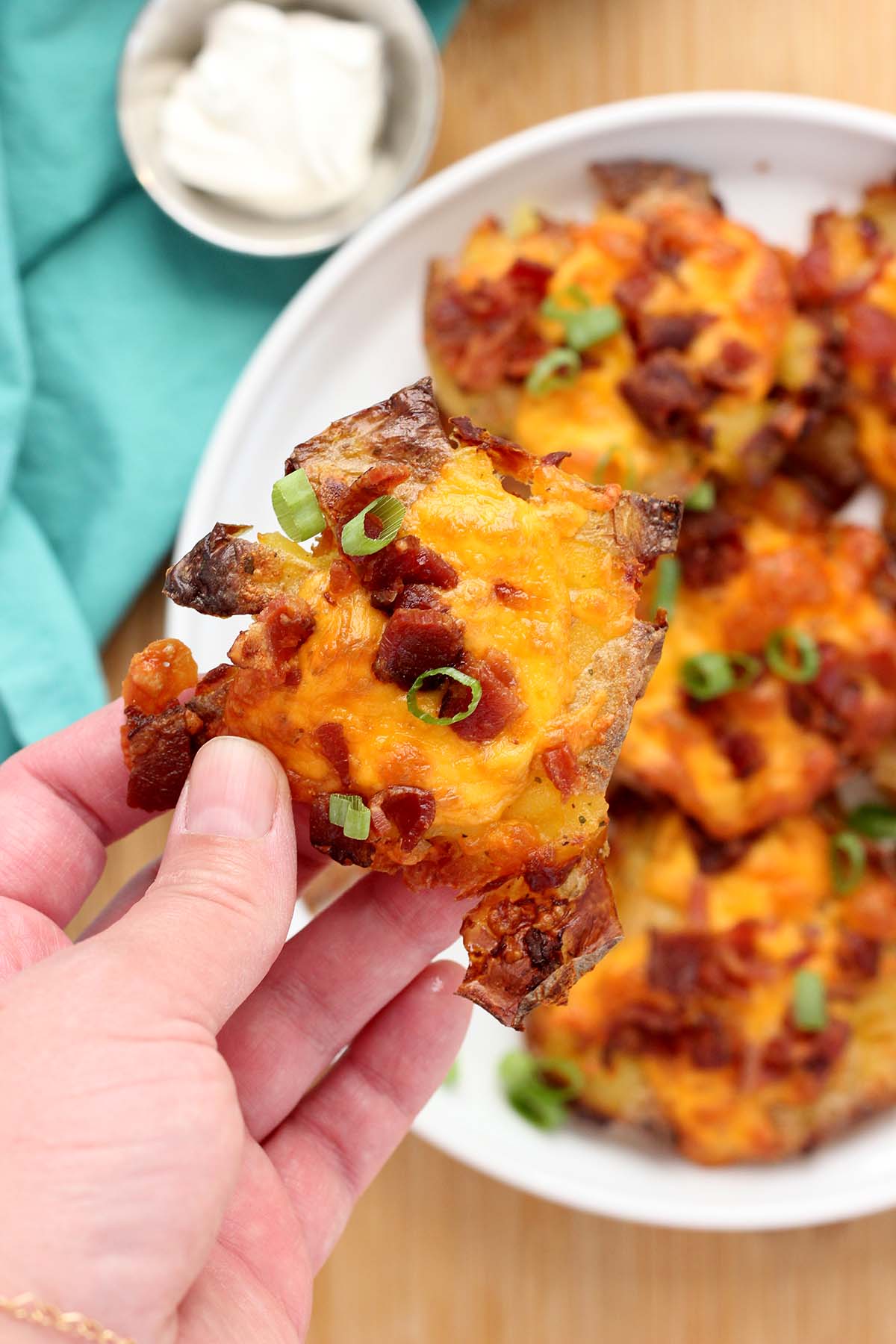 Cheesy Smashed Potatoes - One Sweet Appetite