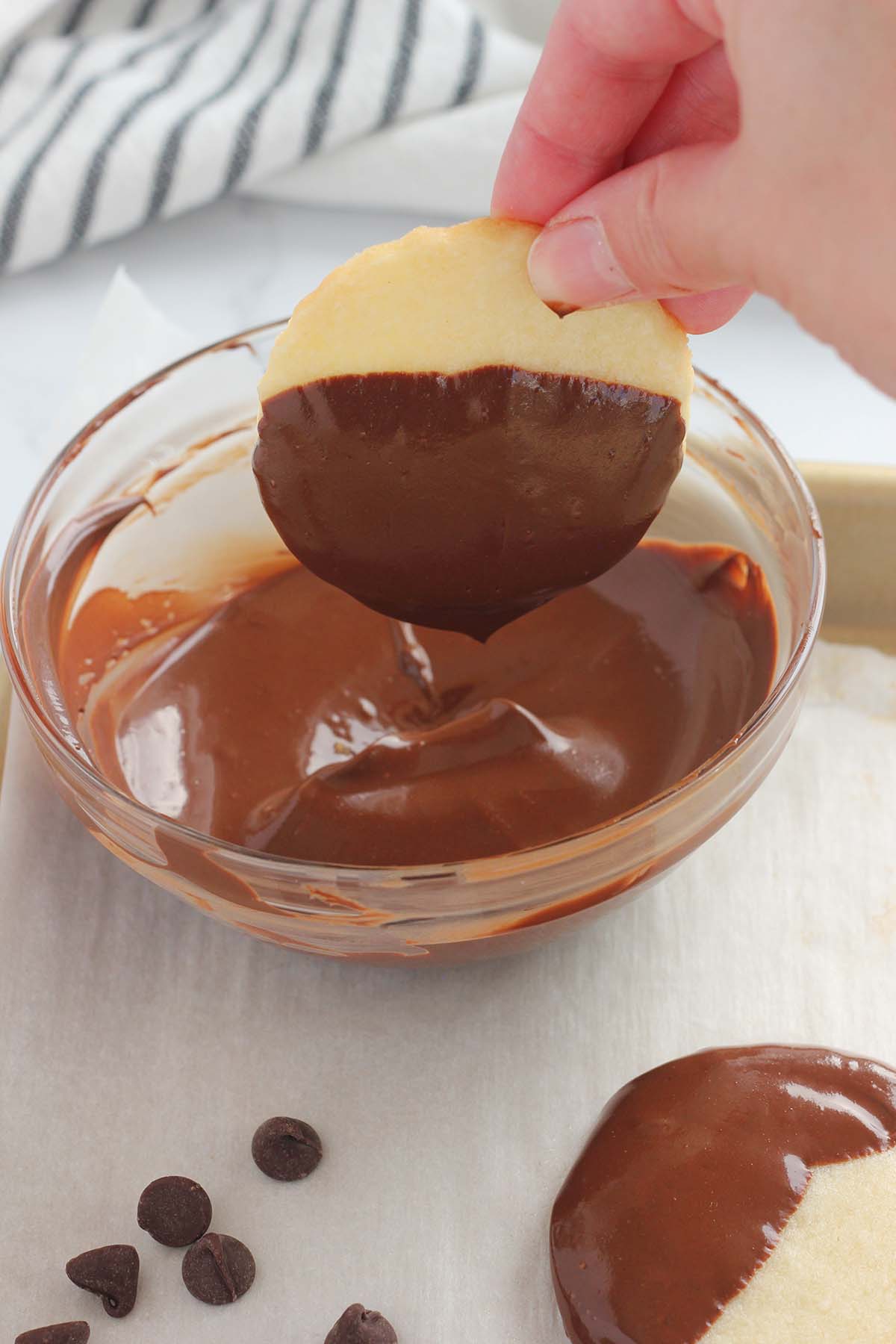 Easy Chocolate Dipped Shortbread Cookies - One Sweet Appetite