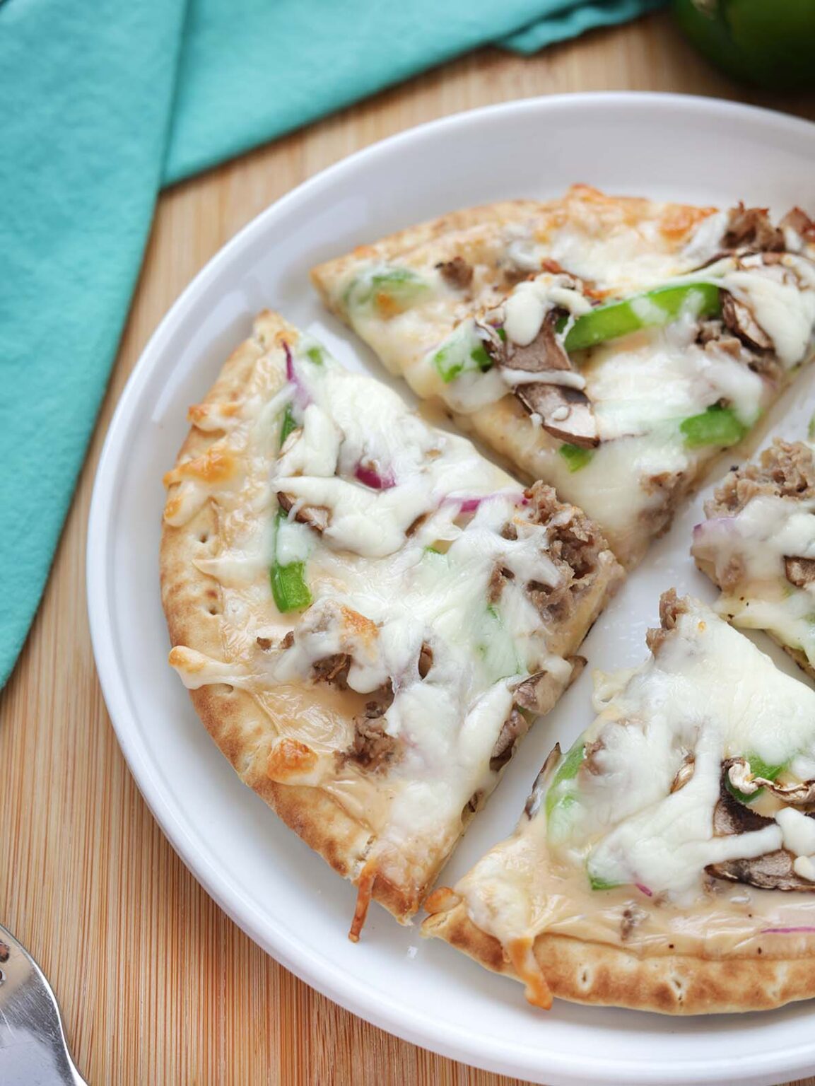 Philly Cheesesteak Pizza - One Sweet Appetite