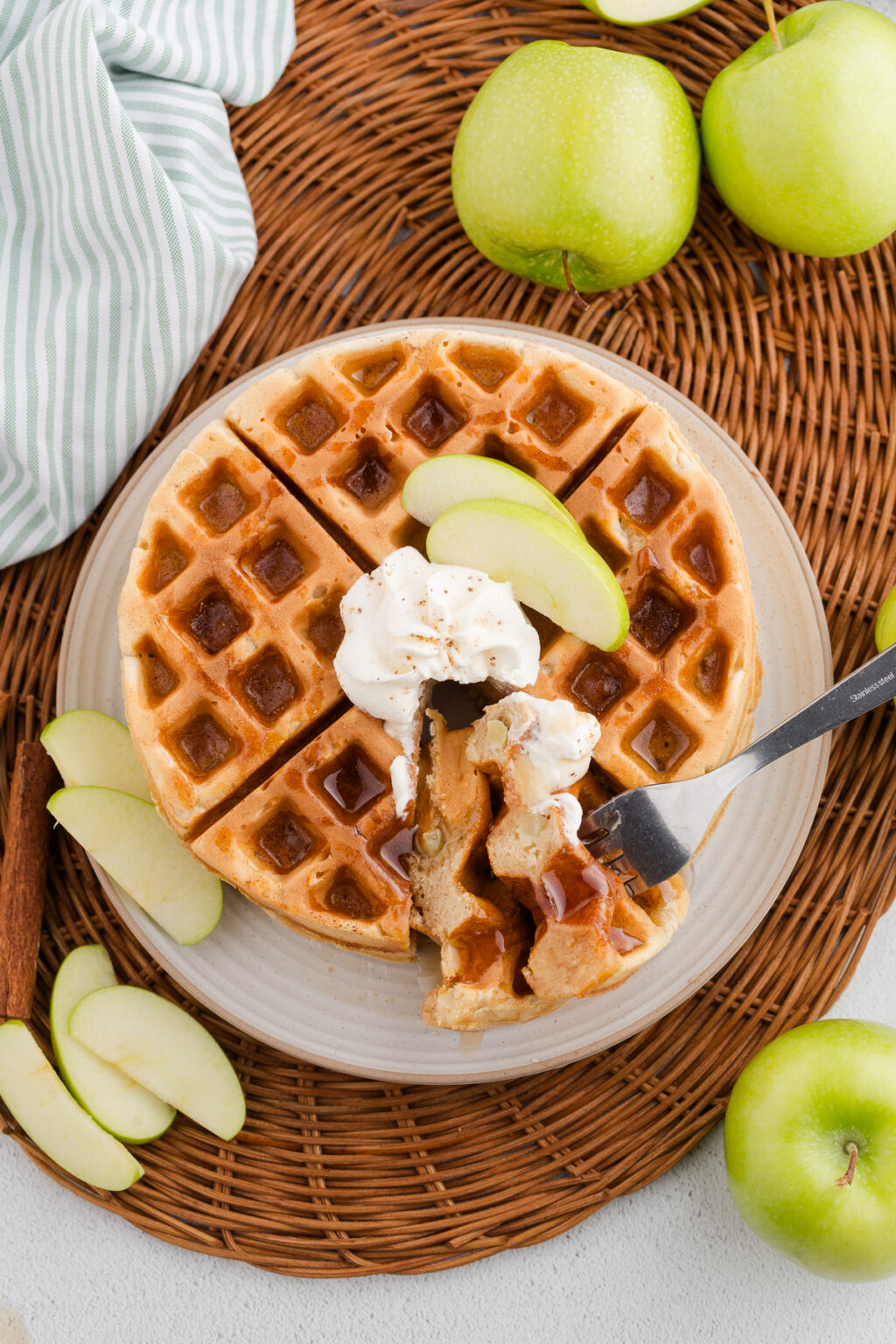 Easy Apple Cinnamon Waffles (Made with Bisquick) - One Sweet Appetite